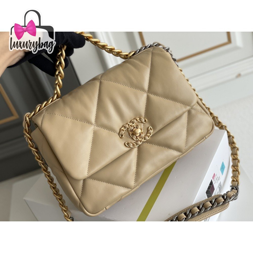 Chanel 19 Small Flap Bag in Light Beige Lambskin [Model_16163836] - 0 ...
